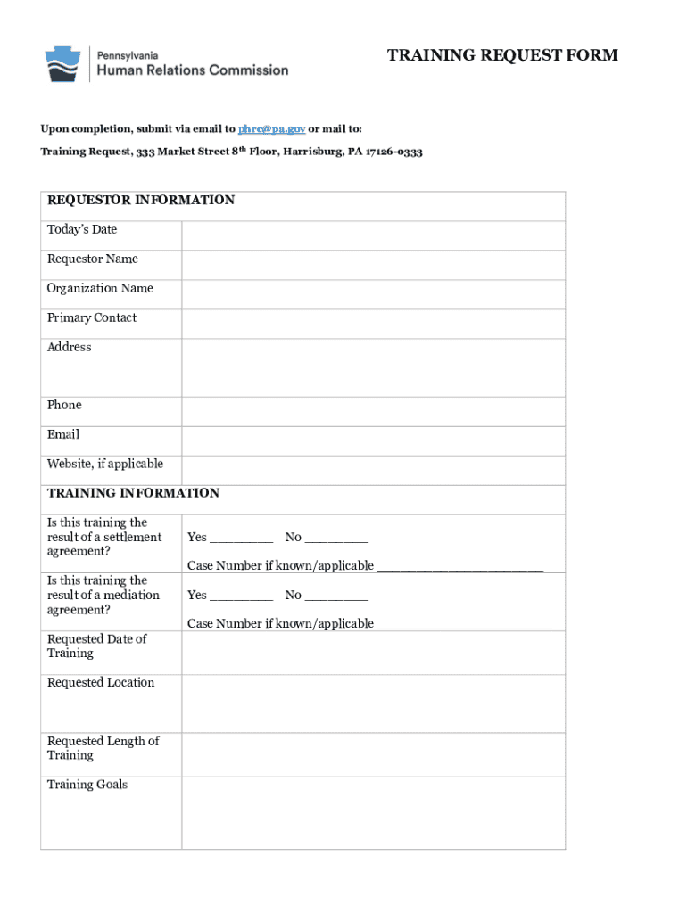 Fillable Online Training Request Form Fax Email Print - pdfFiller