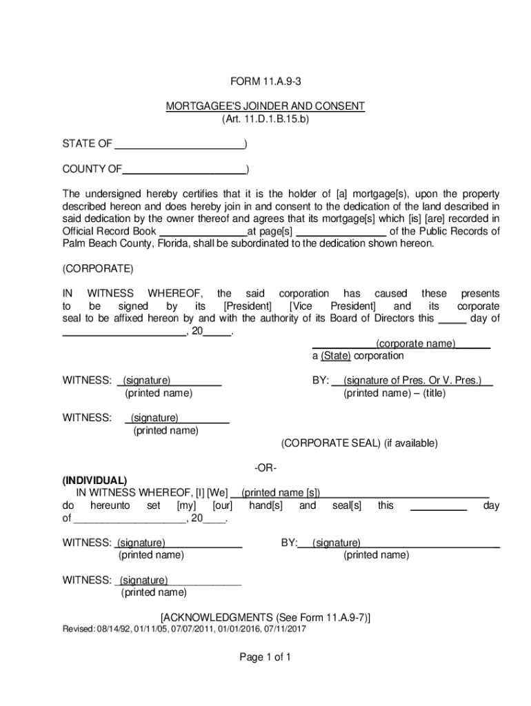 Fillable Online Mortgagee's Joinder and Consent Fax Email Print - pdfFiller