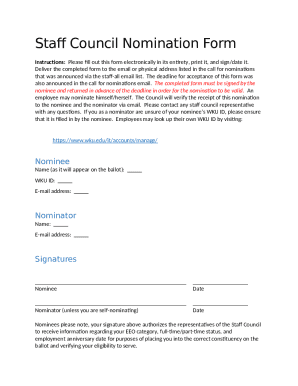 Staff Council Nomination Doc Template | pdfFiller