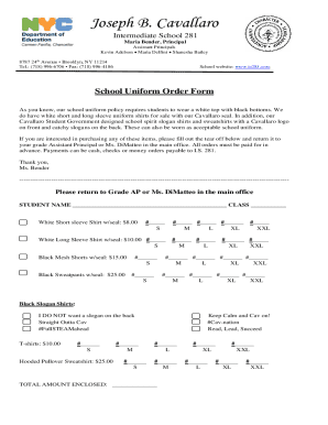 Fillable Online School Uniform Order Form Fax Email Print - pdfFiller