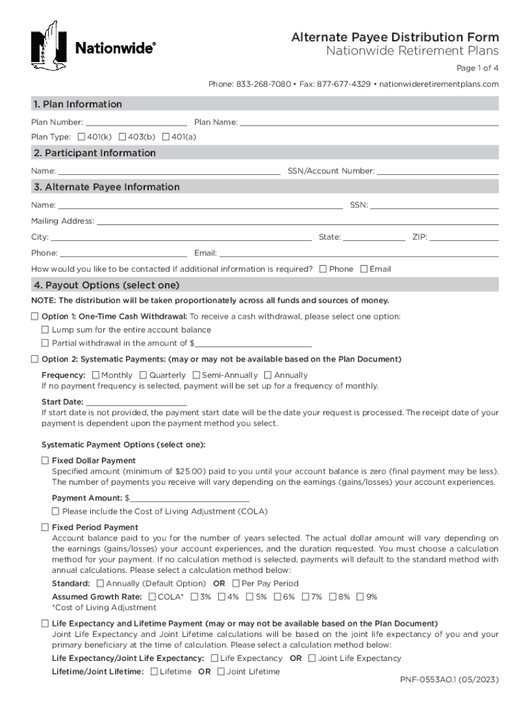 Fillable Online Alternate Payee Distribution Form Fax Email Print - pdfFiller