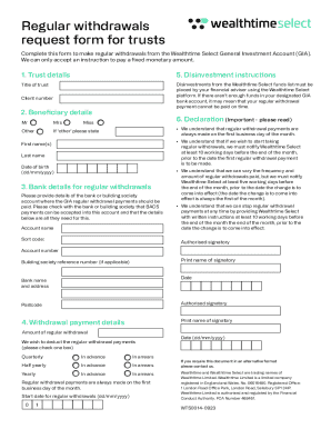Fillable Online Regular Withdrawals Request Form for Trusts Fax Email ...