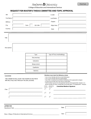 Fillable Online Master's Thesis Committee Approval Request Fax Email Print - pdfFiller