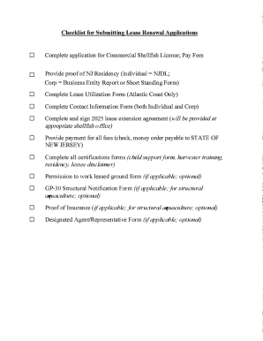 Fillable Online Checklist for Submitting Lease Renewal Applications Fax Email Print - pdfFiller