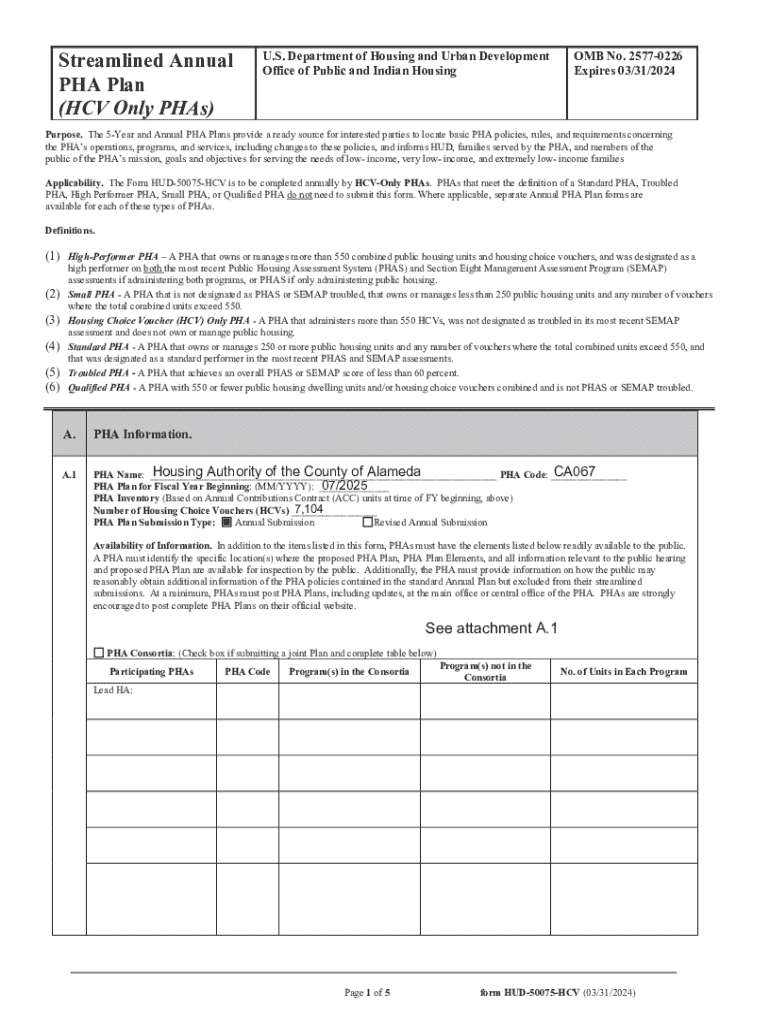 Fillable Online Streamlined Annual Pha Plan Fax Email Print - pdfFiller