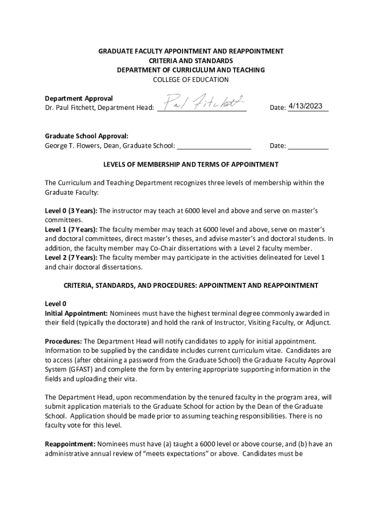 Fillable Online Graduate Faculty Appointment and Reappointment Fax ...