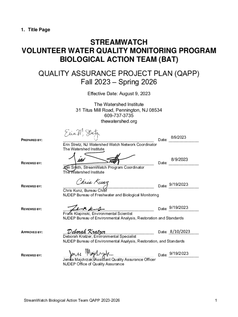 Fillable Online Volunteer Water Quality Monitoring Program Fax Email Print - pdfFiller