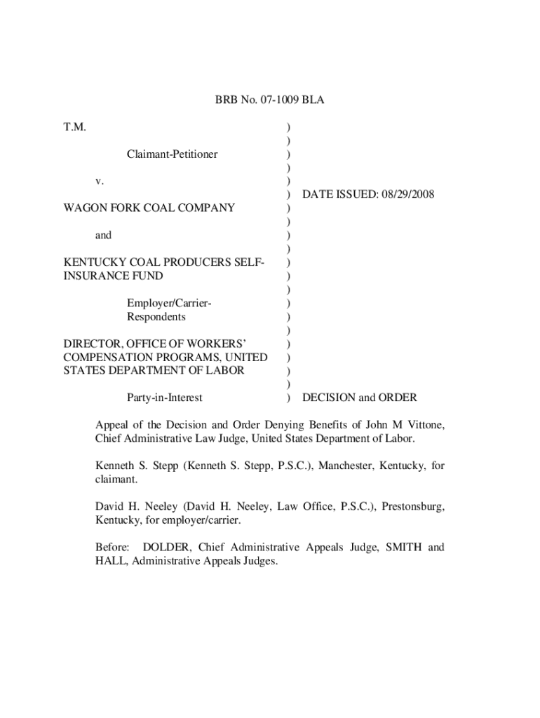 Fillable Online Decision and Order Denying Benefits Fax Email Print - pdfFiller