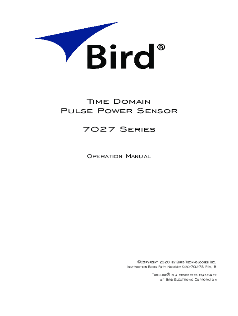 Fillable Online Bird Pulse Power Sensor 7027 Series Operation Manual ...