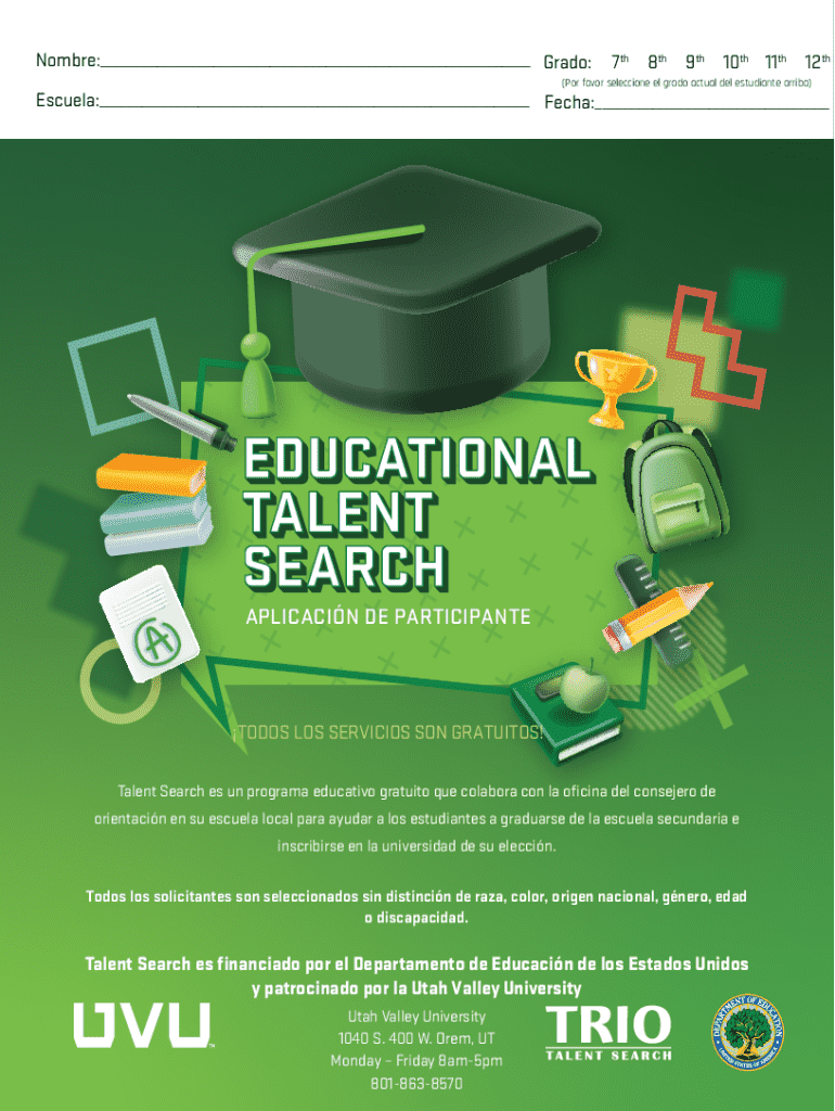 Rellenable en línea Aplicación De Participante Para Talent Search Fax ...