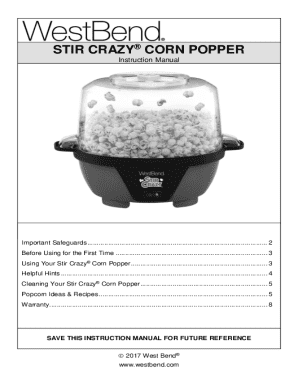 Fillable Online Stir Crazy® Corn Popper Fax Email Print - pdfFiller