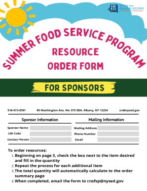 Fillable Online Resource Order Form for Sponsors Fax Email Print ...