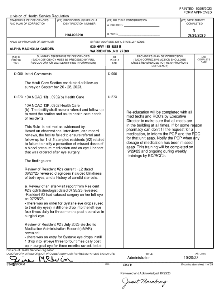 Fillable Online Division of Health Service Regulation - Statement of ...