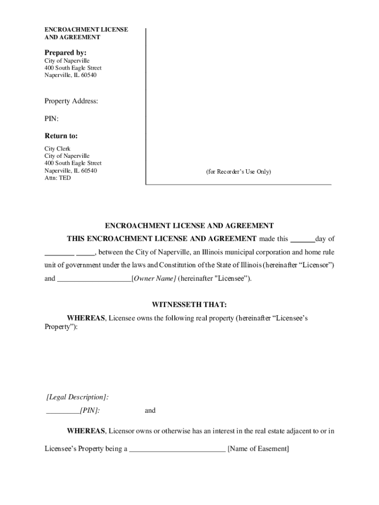 Fillable Online Encroachment License and Agreement Fax Email Print ...
