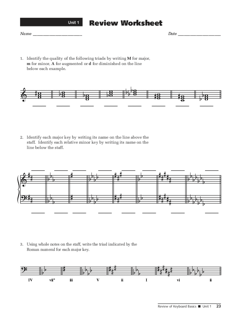 Fillable Online Music Theory Review Worksheet Fax Email Print - pdfFiller