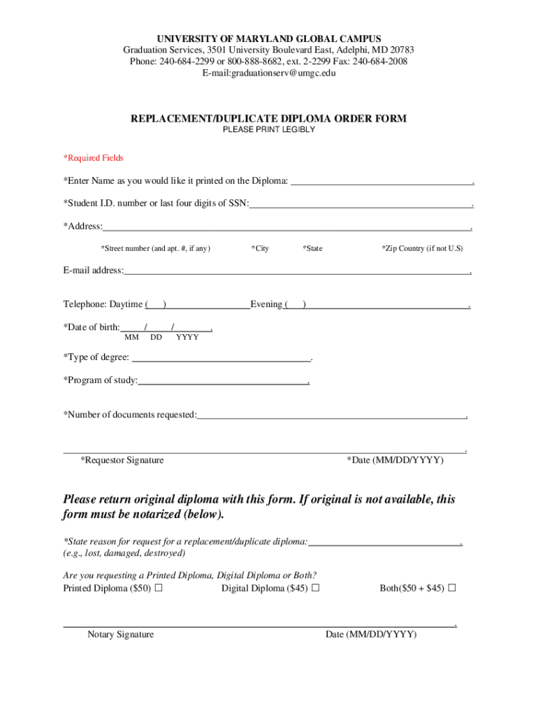 Fillable Online Instructions for Ordering a Replacement or Duplicate ...