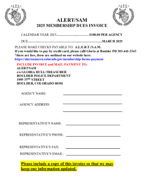 Fillable Online 2025 Membership Dues Invoice Fax Email Print - pdfFiller