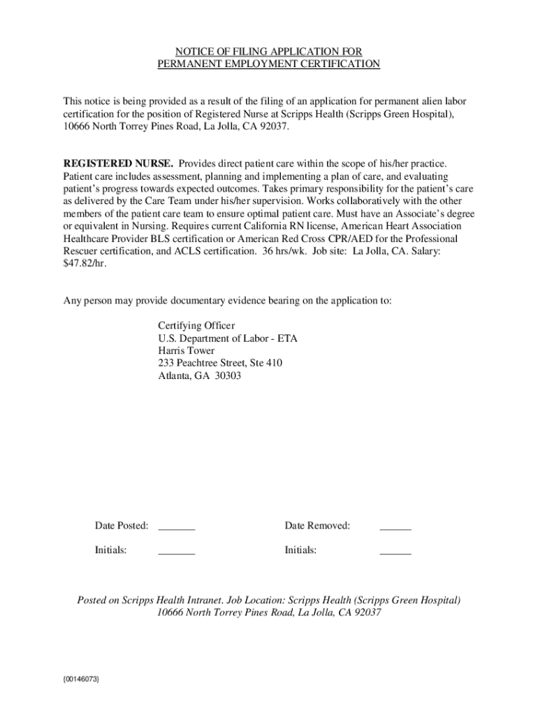 Fillable Online Permanent Employment Certification Notice Fax Email ...