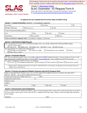 Fillable Online Slac Dosimeter / Id Request Form a Fax Email Print - pdfFiller