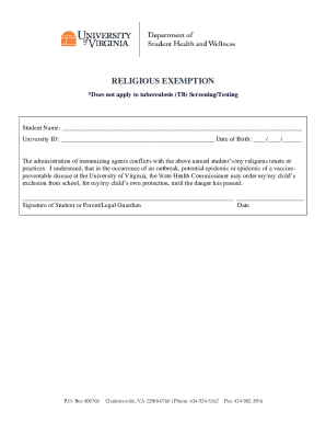 Fillable Online Religious Exemption From Immunization Requirements Fax ...