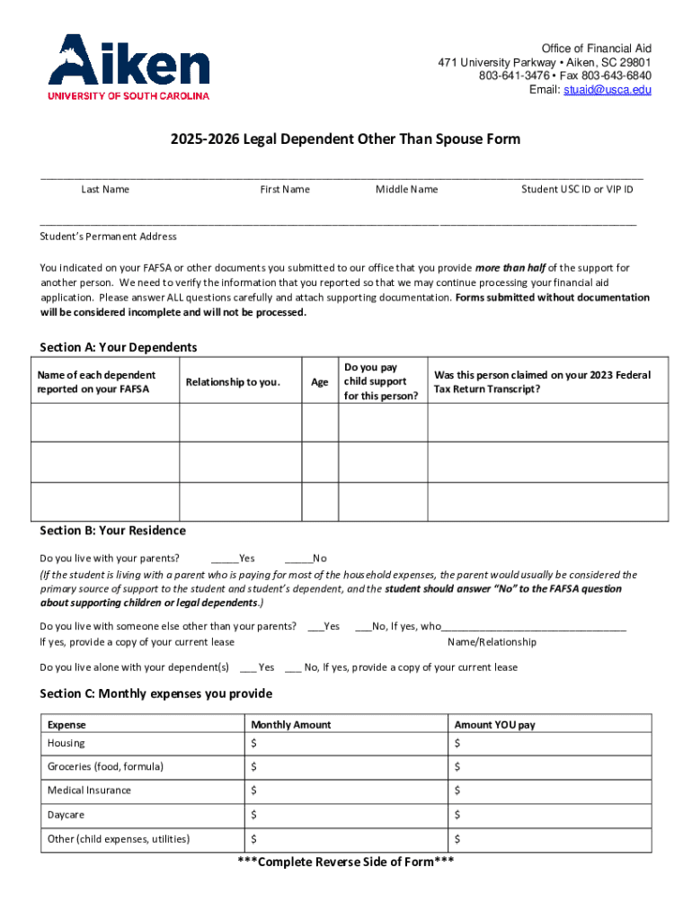 Fillable Online 2025-2026 Legal Dependent Other Than Spouse Form Fax ...