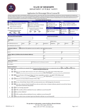 Fillable Online Mississippi Driver License/id Application Fax Email ...