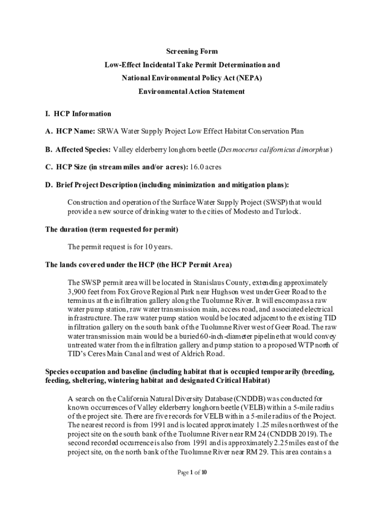 Fillable Online Low-effect Incidental Take Permit Determination and ...
