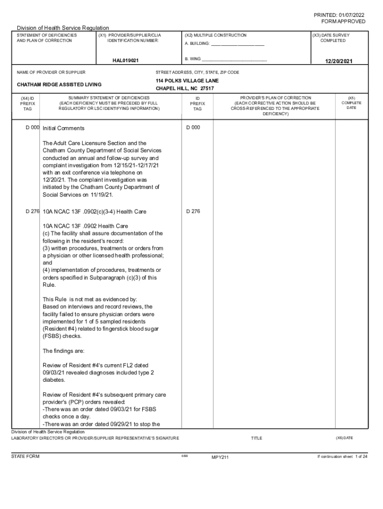 Fillable Online Division of Health Service Regulation Statement of ...