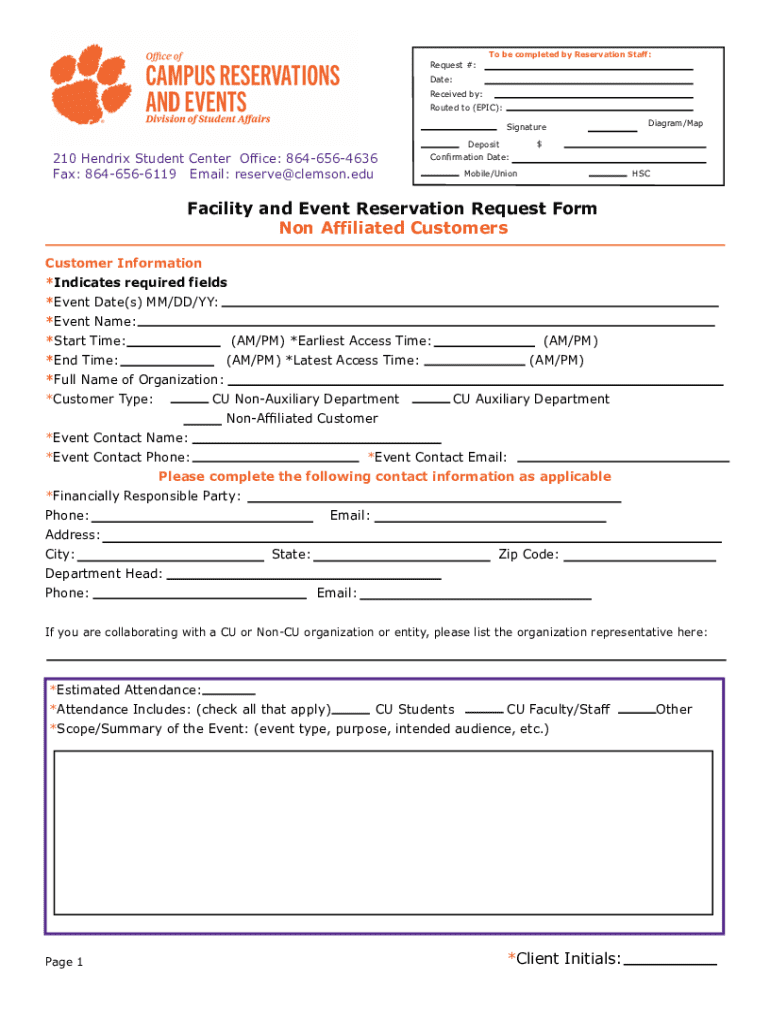 Fillable Online Facility and Event Reservation Request Fax Email Print ...