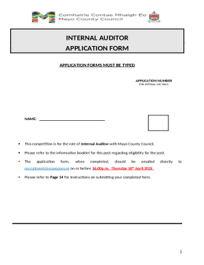 Internal Auditor Application Doc Template | pdfFiller