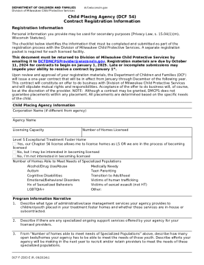 Child Placing Agency (dcf 54) - dcf wisconsin Doc Template | pdfFiller
