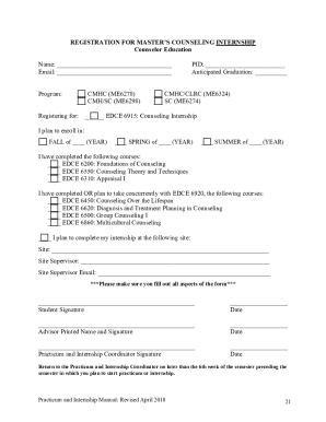 Fillable Online Counselor Education Registration Form Fax Email Print ...