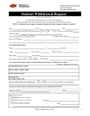 Fillable Online Withdrawing Students Fax Email Print - pdfFiller