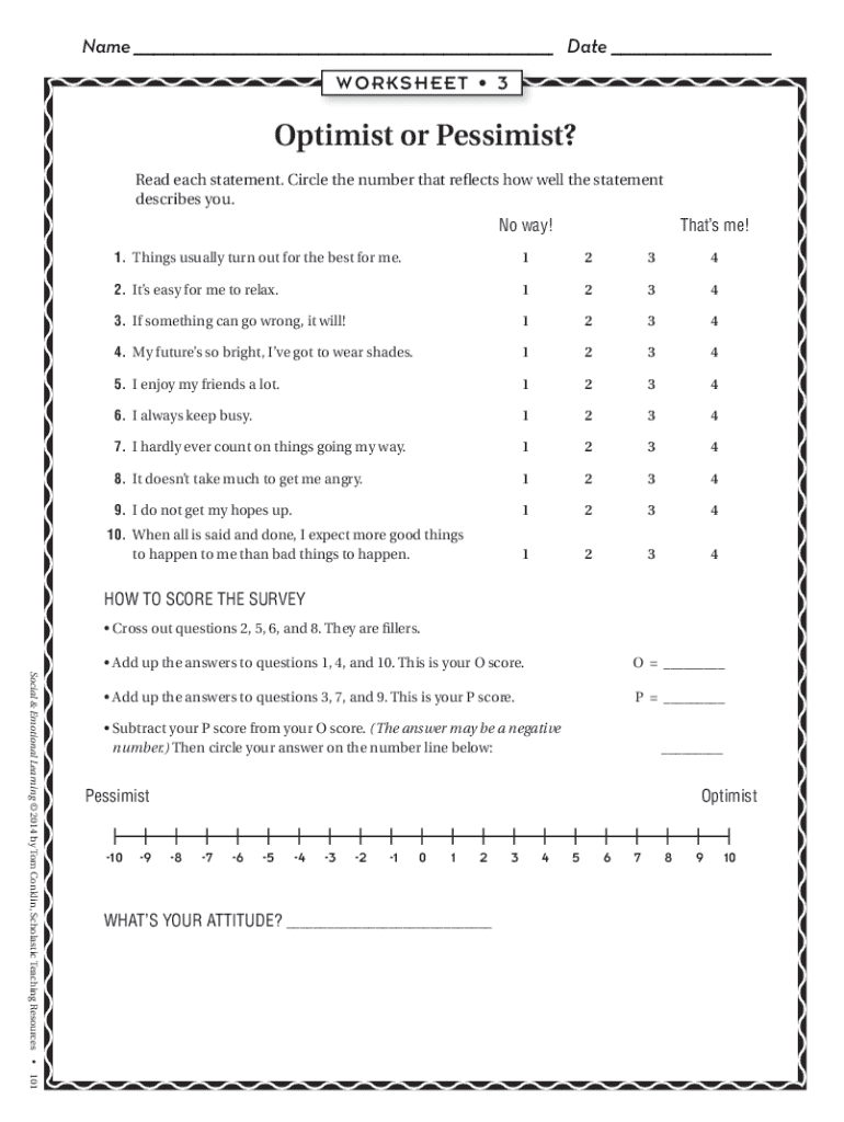 Fillable Online Optimist or Pessimist Fax Email Print - pdfFiller