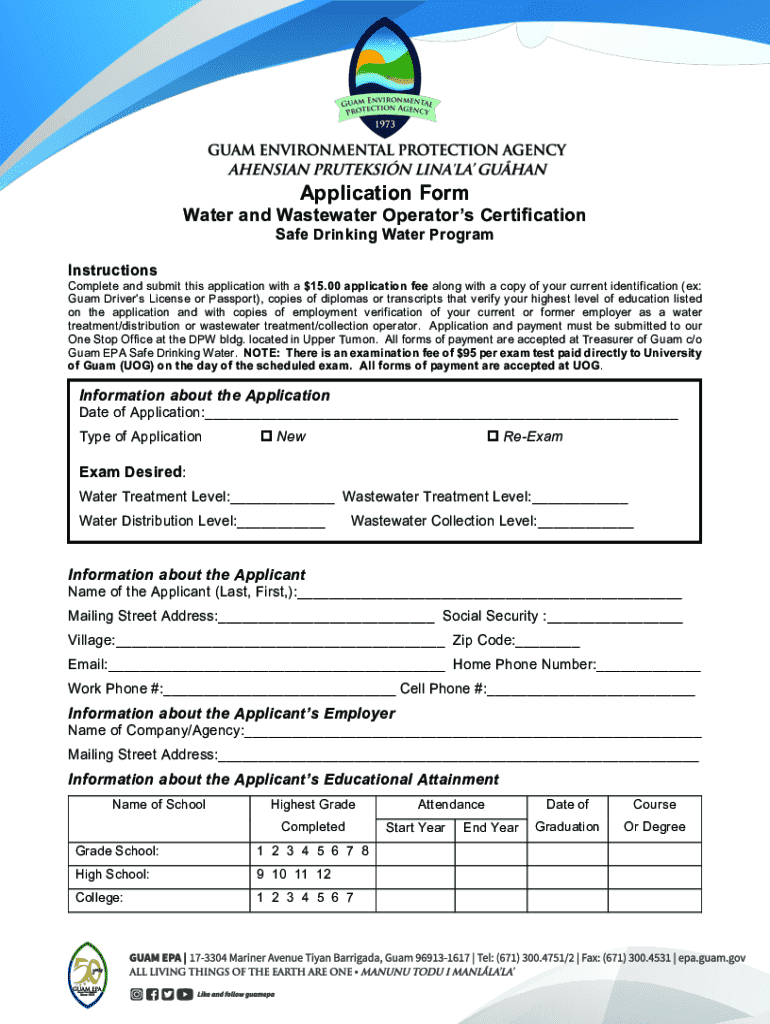 Fillable Online Water and Wastewater Operator’s Certification Fax Email ...