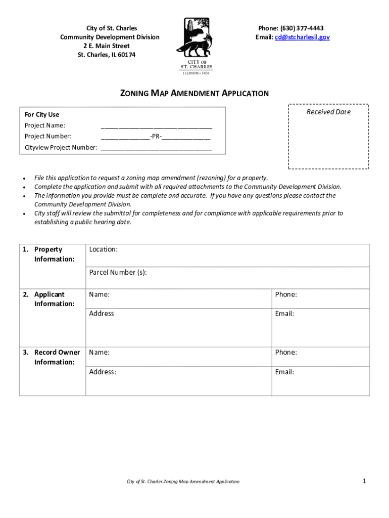 Fillable Online City of St. Charles Zoning Map Amendment Application ...