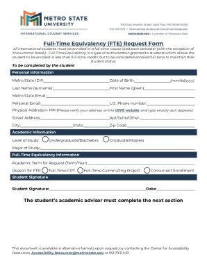 Fillable Online Full-time Equivalency (fte) Request Fax Email Print ...
