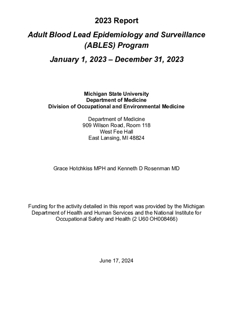 Fillable Online Adult Blood Lead Epidemiology and Surveillance (ables ...