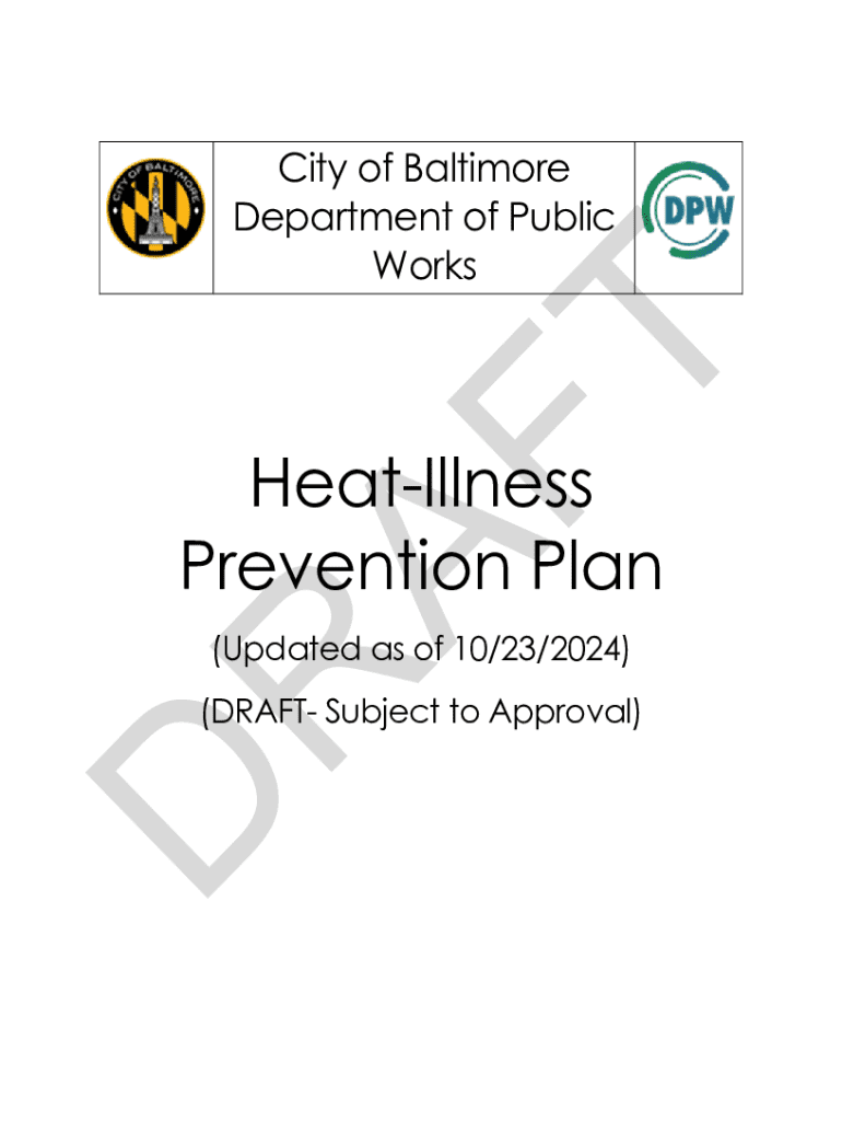 Fillable Online Draft Heat Illness Prevention Plan - Updated as of 10 ...