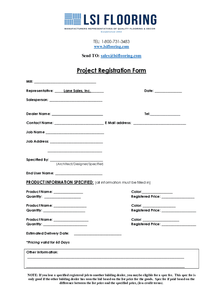 Fillable Online Project Registration Form Fax Email Print - pdfFiller