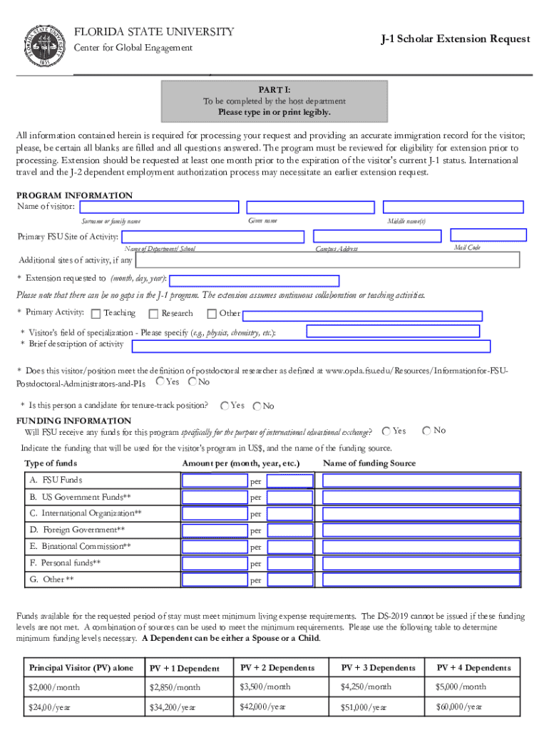 Fillable Online Checklist for J-1 Scholar Extension Request Fax Email Print - pdfFiller
