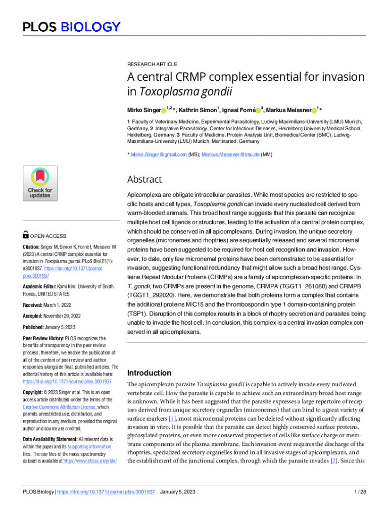 Fillable Online A central CRMP complex essential for invasion Fax Email ...