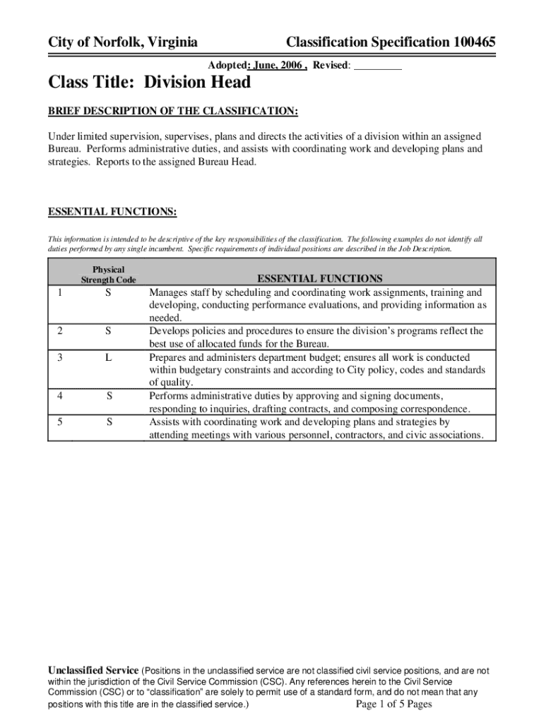 Fillable Online Classification Specification 100465 Fax Email Print ...