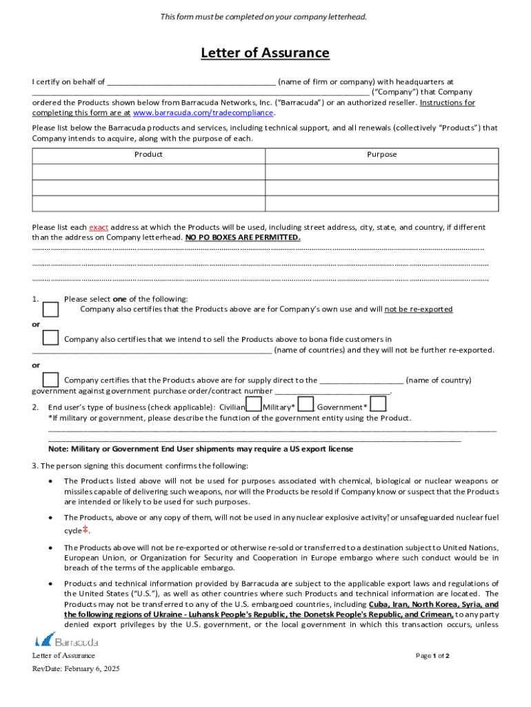 Fillable Online Letter of Assurance Fax Email Print - pdfFiller