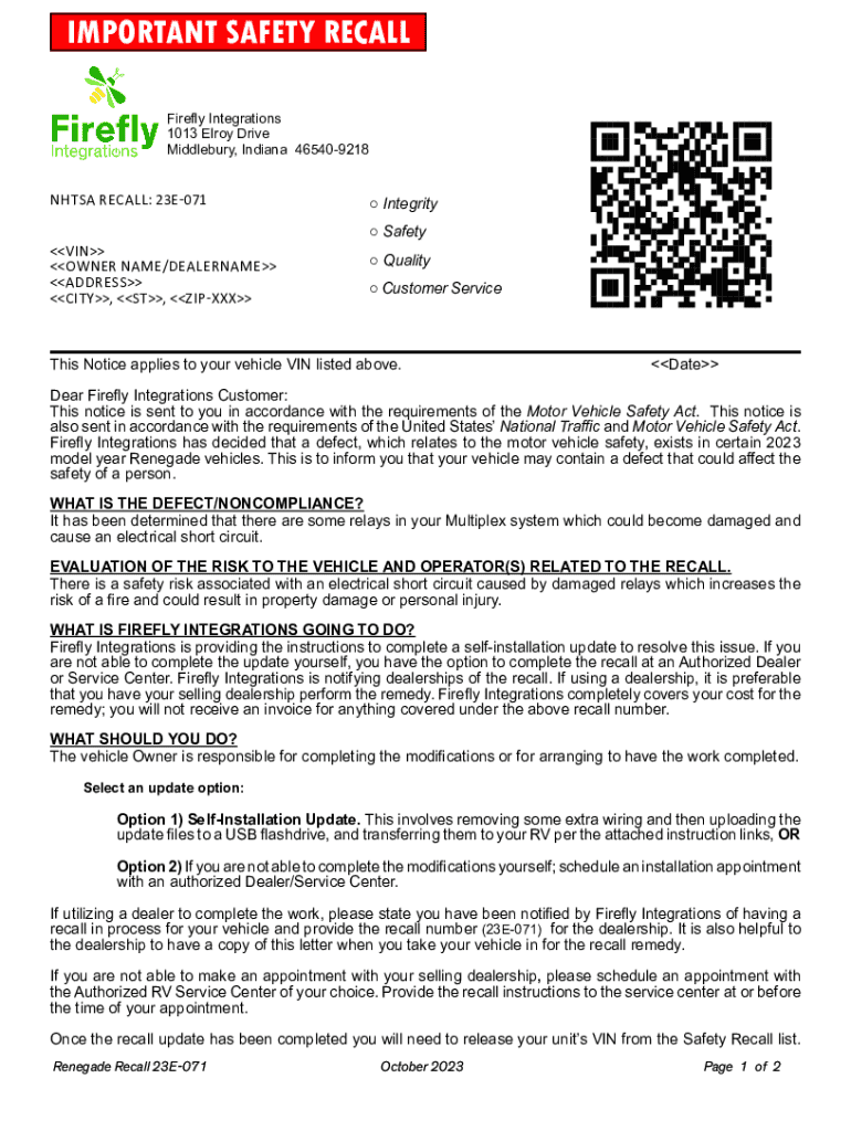 Fillable Online Important Safety Recall Fax Email Print - pdfFiller