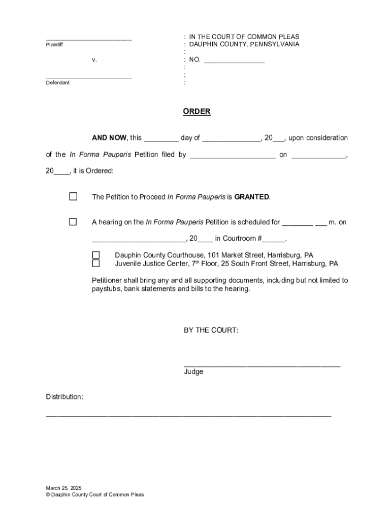 Fillable Online Petition to Proceed in Forma Pauperis Fax Email Print ...