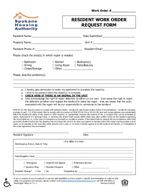 Fillable Online Resident Work Order Fax Email Print - pdfFiller
