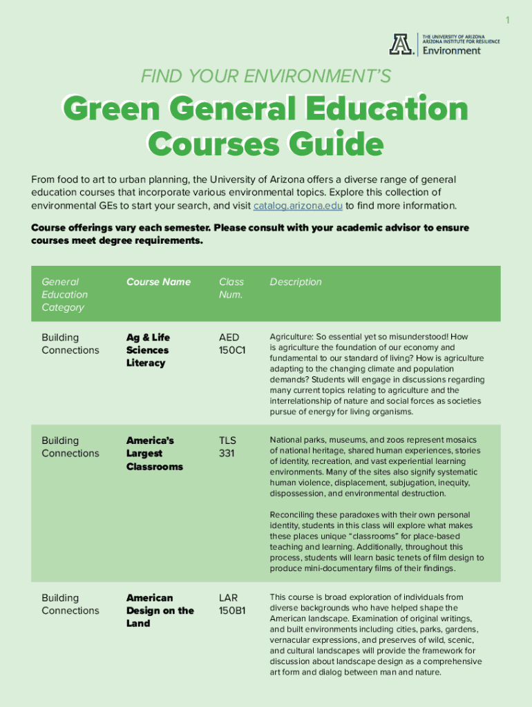 Fillable Online Find Your Environment’s Green General Education Courses ...