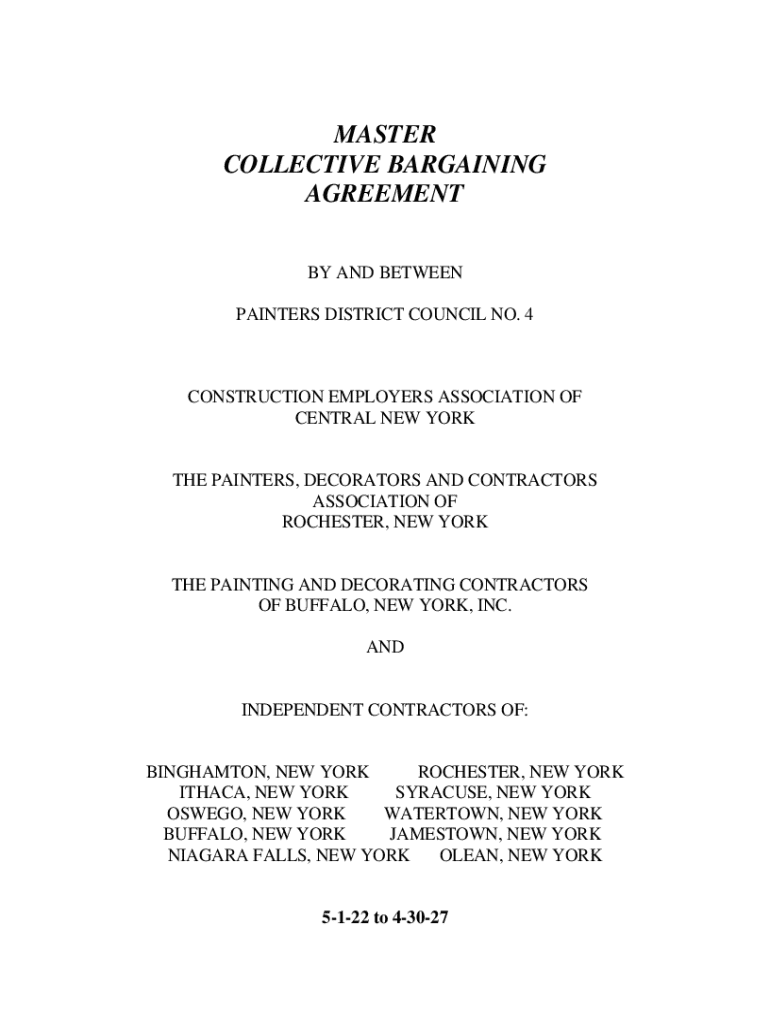 Fillable Online Master Collective Bargaining Agreement by and Between Painters District Council ...