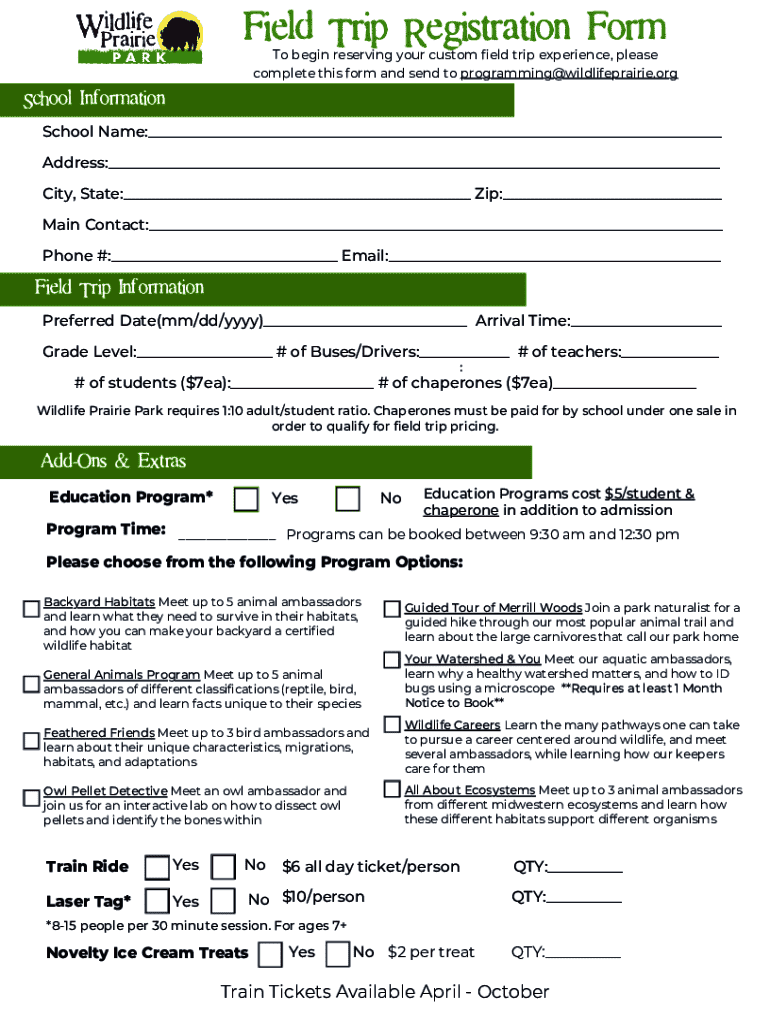 Fillable Online Field Trip Registration Fax Email Print - pdfFiller